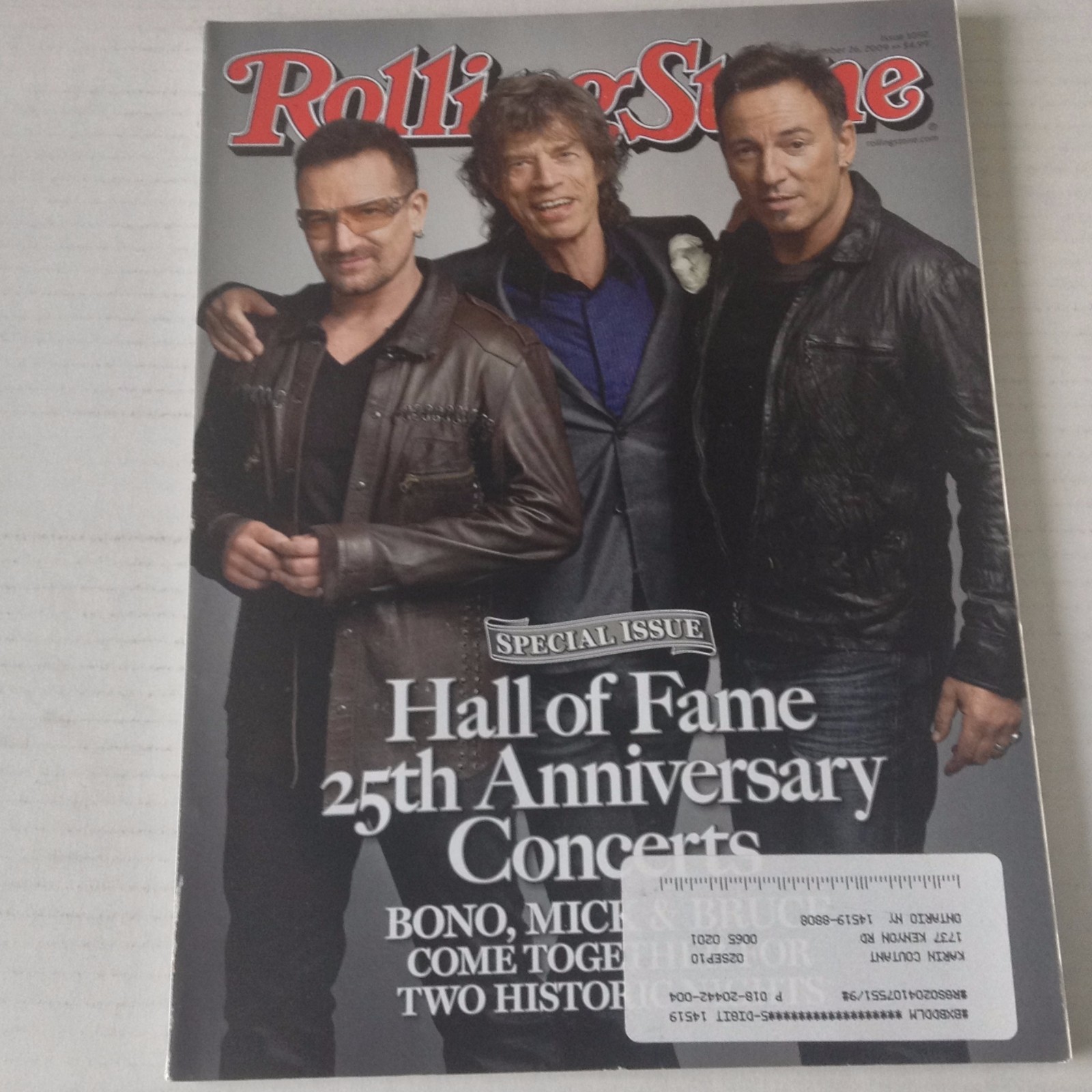 Rolling Stone Magazine Bono Mick JAgger Bruce November 26, 2009 ...