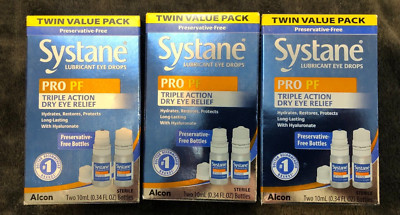 New Lot Of 3 Twin Packs Systane Pro PF Triple Action Dry Eye Drops EXP ...