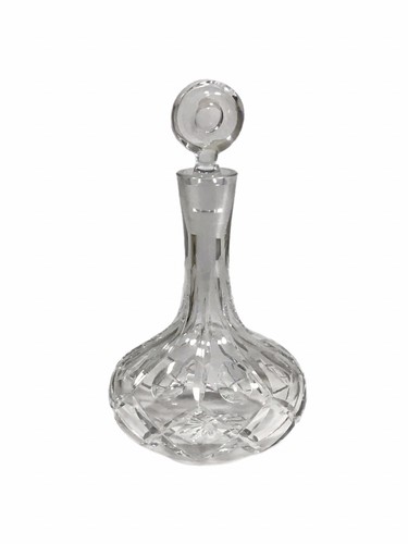 Crystal Cut Glass Thumbprint Triangle Liquor Decanter Wine Carafe w ...