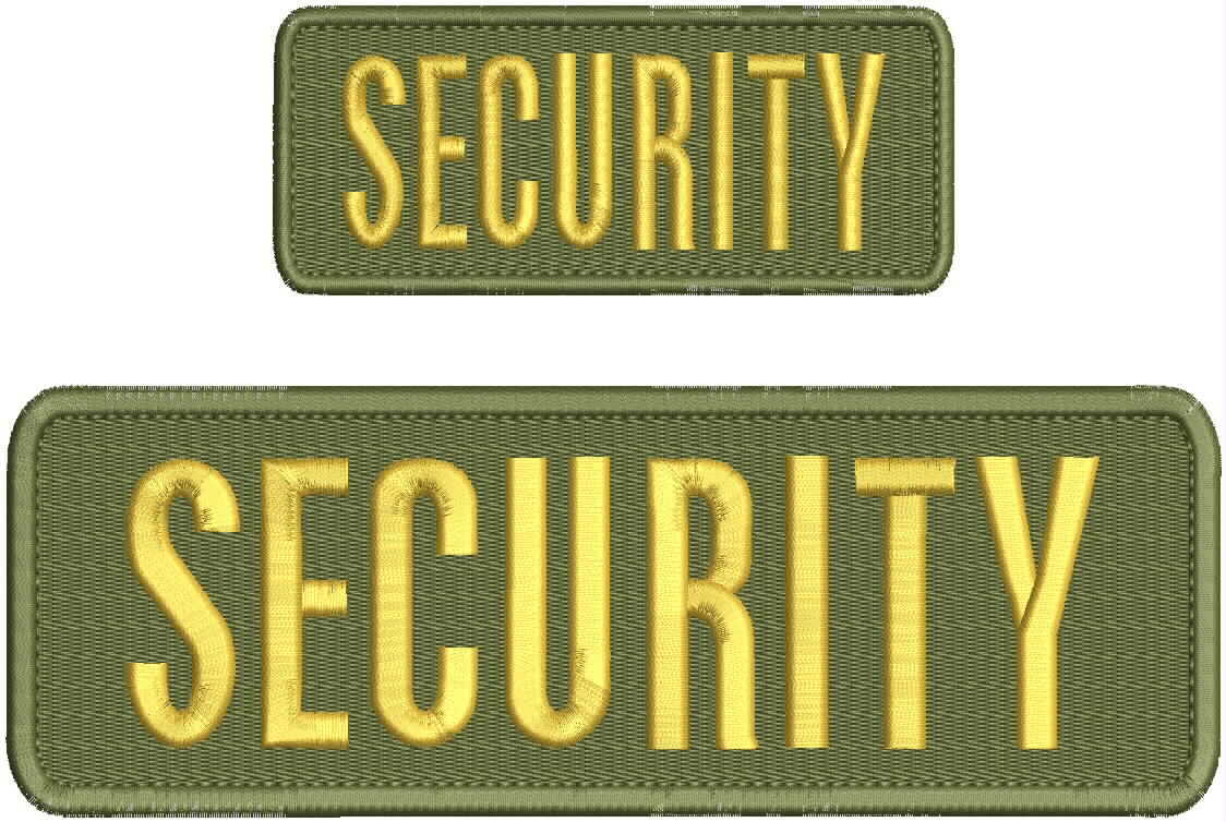 "Security" embroidery patch 3x10 and 2x4 inches hook OD green gold | eBay