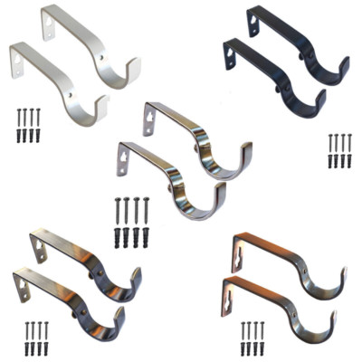Metal Curtain Pole Support Brackets for Hanging Curtains 19mm Brackets ...