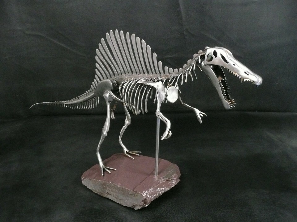 Handmade Welded Steel Dinosaur Skeleton Sculpture / Spinosaurus | eBay UK