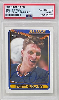 Brett Hull Signed 1990 Topps St. Louis Blues NHL Hockey Trading Card ...