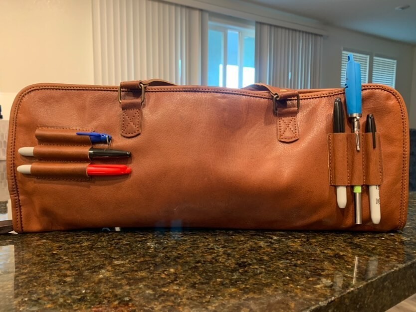 Genuine Natural Leather Knife Culinary Bag Carry Storage Chef Organiser ...