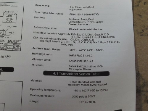 MAGTECH LTM-200D,LTM-200D-G-21.5 IN MAGNETOSTRICTIVE LEVEL TRANSMITTER ...