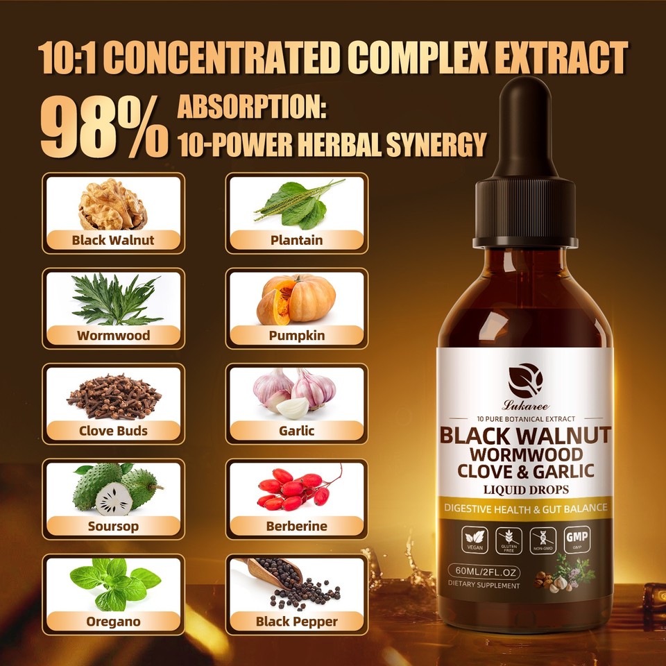 Parasite Cleanse Detox Drops Wormwood Black Walnut Clove Extract ...