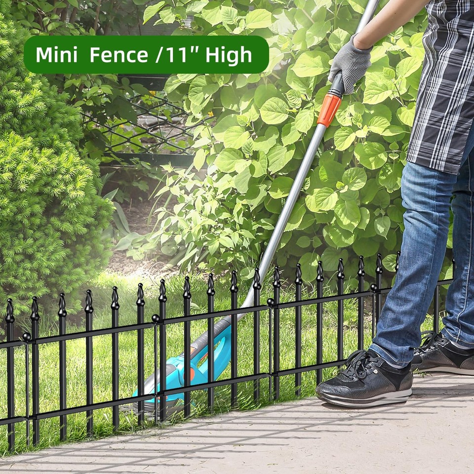 Decorative Metal Garden Fence 11in H x 12ft L, Small Border Fence Roman ...