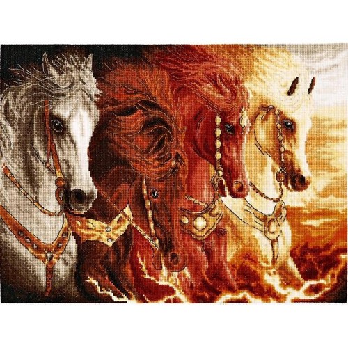 Counted Cross Stitch Kit Horses Four elements DIY | eBay