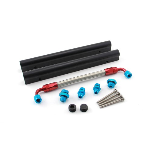 Chevy SBC 350 Billet Aluminum Fuel Injector Rail Kit Black 840136506249 ...