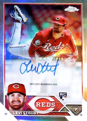 2023 Topps Update CHROME AV-LS LEVI STOUDT AUTO ROOKIE CINCINNATI REDS ...