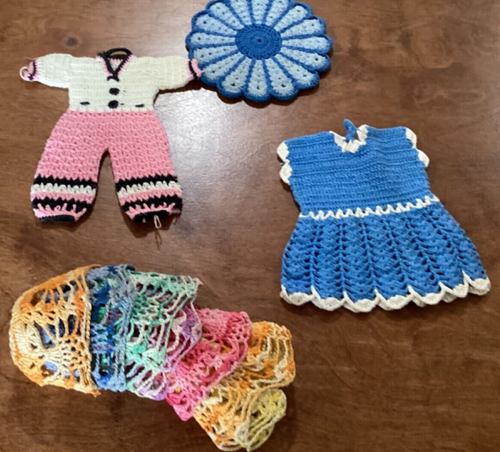 lot of 10 colorful unique, vintage crocheted items | eBay