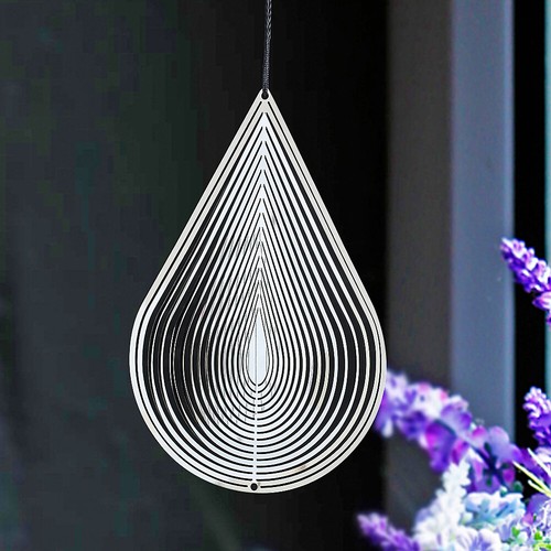 15cm Steel Color Water Drops Wind Chime Pendant Steel Garden Decoration ...