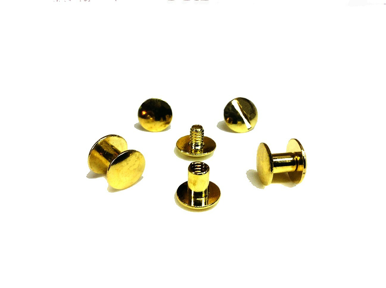 Capped Rivets (4) 1/4" GOLD FINISH Screw TOGETHER ~ Leather Sling ...