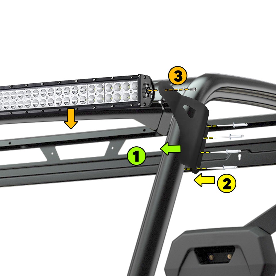 50'' Curved LED Light Bar Roof Mount Fits Polaris Ranger XP 900 1000 ...