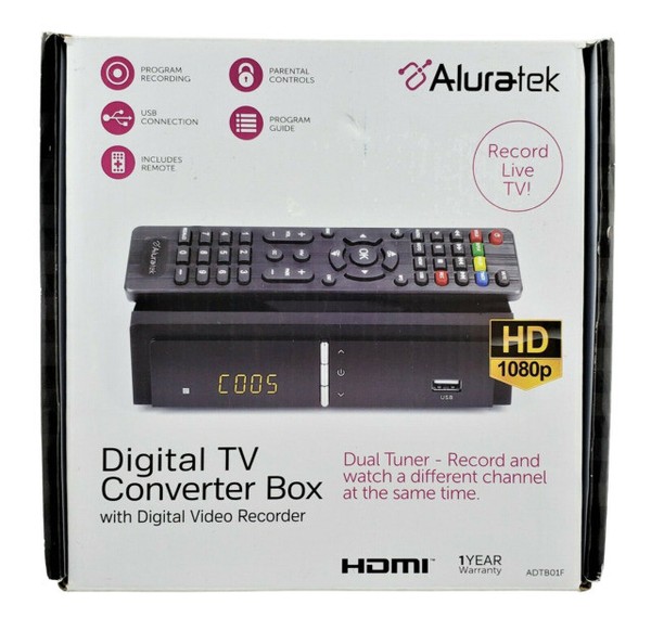 Aluratek Digital TV Converter Box with Digital Video Recorder - Black ...
