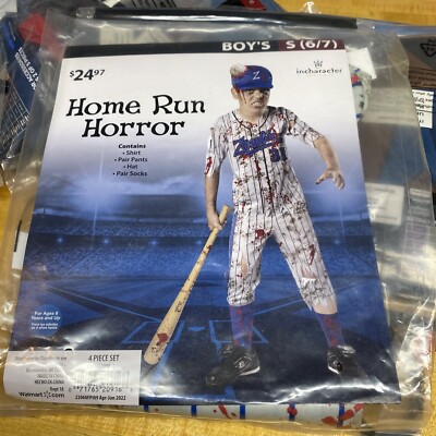Boys Home Run Horror Baseball Player Halloween Scary Costume / New ...