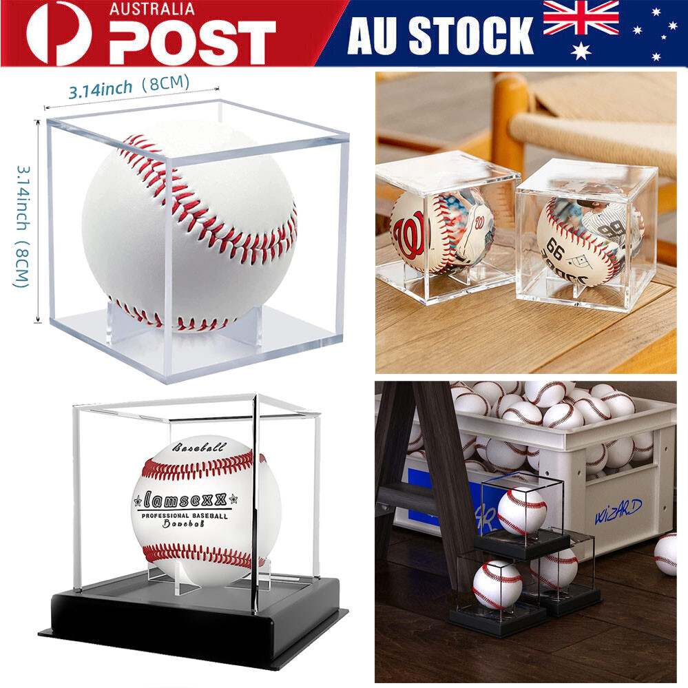 UV Protected Acrylic Baseball Display Case Clear Ball Boxes Memorabilia ...