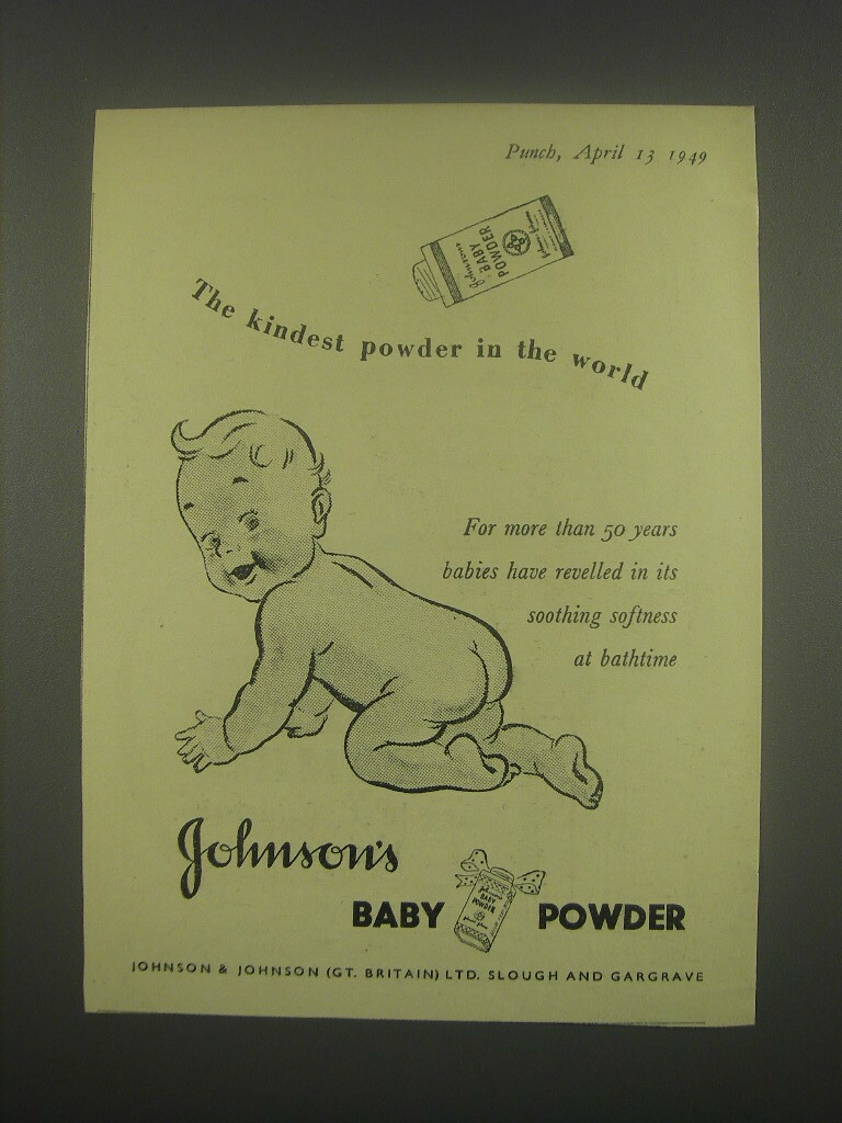 1949 Johnson's Baby Powder Ad - The kindest powder in the world | eBay