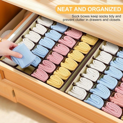 Joyoldelf Sock Drawer Organizer Divider Underwear 4*24 cells, Beige | eBay