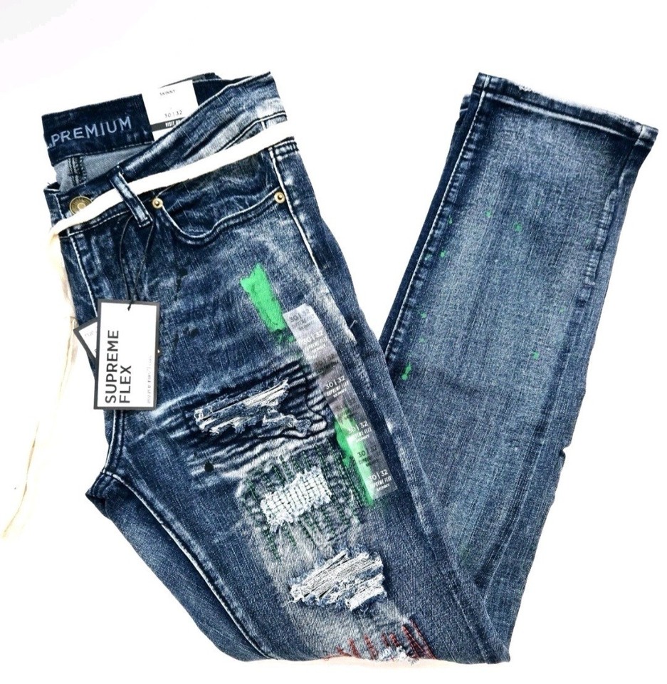 Rue 21 Premium Jeans Patch Distressed Skinny Fit Mens/Womens 38x32 | eBay