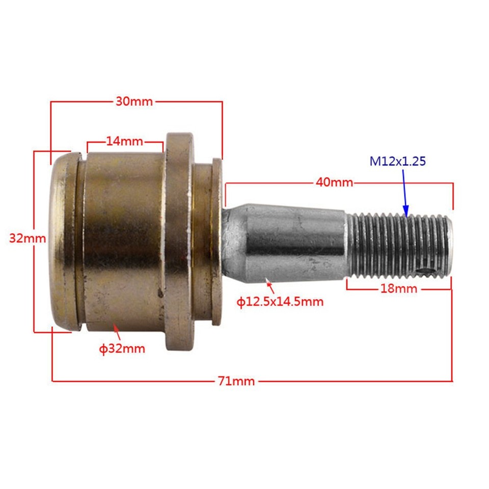 M12 32X14mm Ball joint For Chinese ATV UTV Go Kart Buggy Quad Dirt Bike ...
