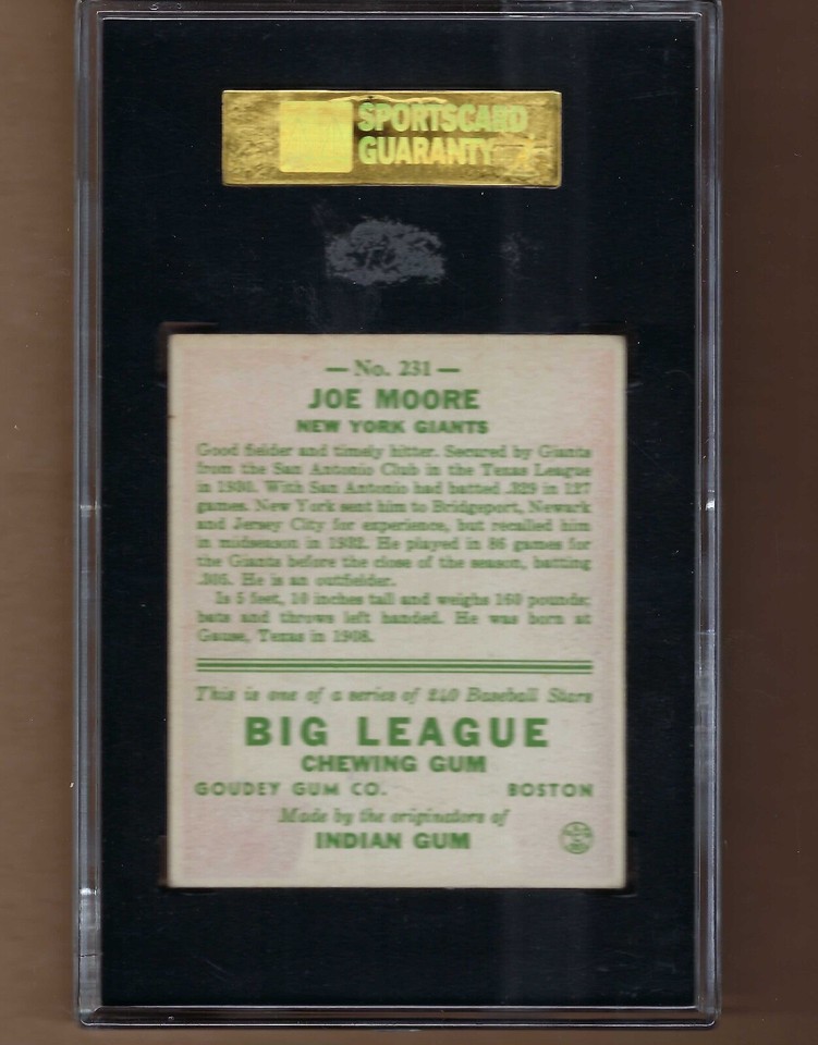 1933 Goudey #231 Joe Moore Lionel Carter Collection SGC 4 | eBay