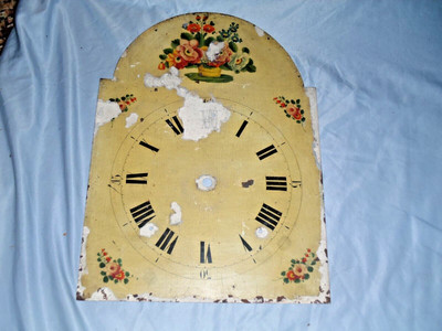 Antique Painted Metal Tall Case Grandfather Clock Dial Face | eBay