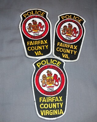 (3) Fairfax County VA Virginia Police Department 6" Patches | eBay