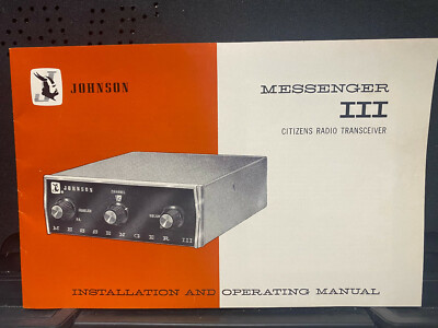Johnson Owner Manual for the Messenger III CB Radio Original | eBay