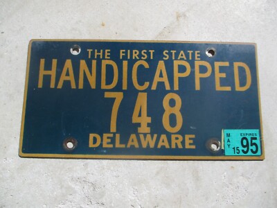 Delaware 1995 Handicapped license plate # 748 | eBay
