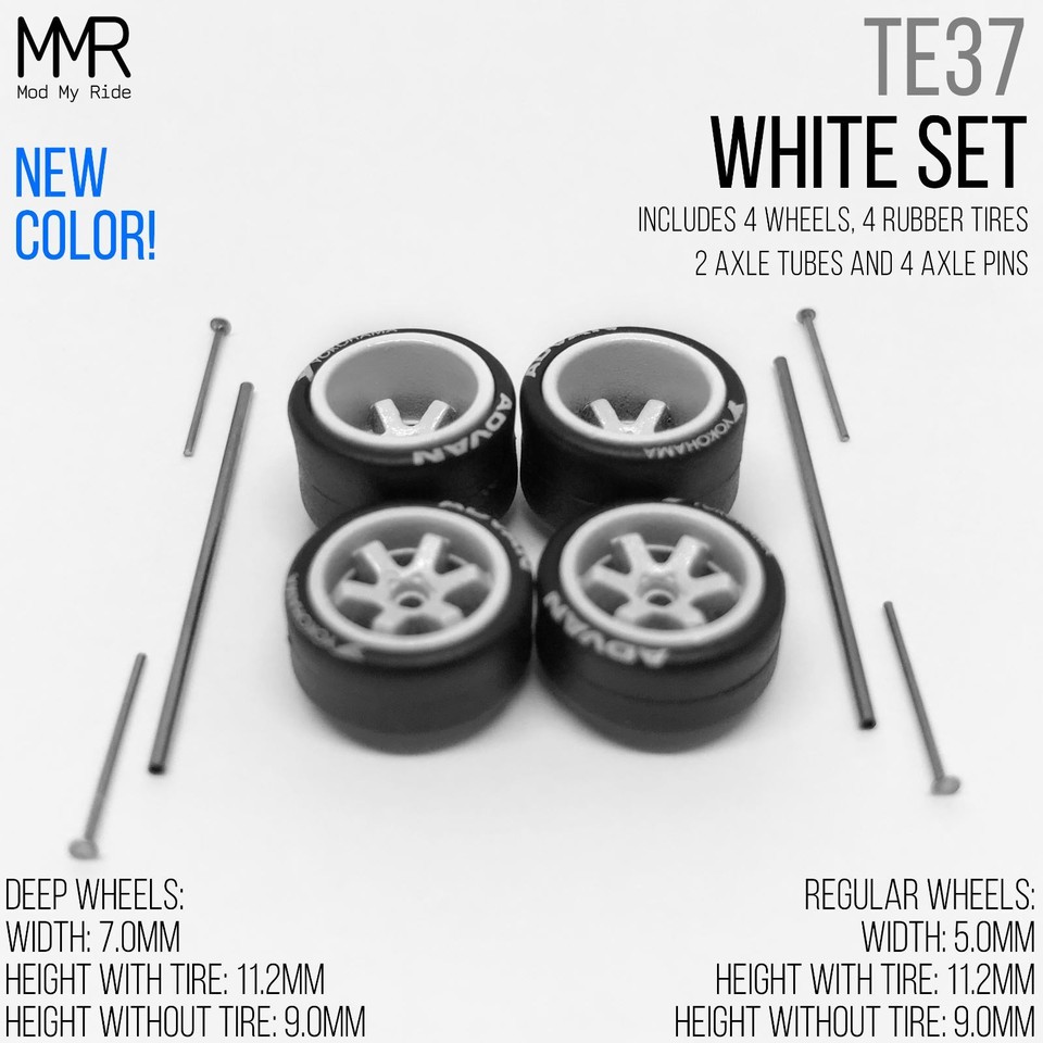 1/64 TE37 DEEP DISH Real Rider Wheels Rims Rubber Tires Set Custom for ...