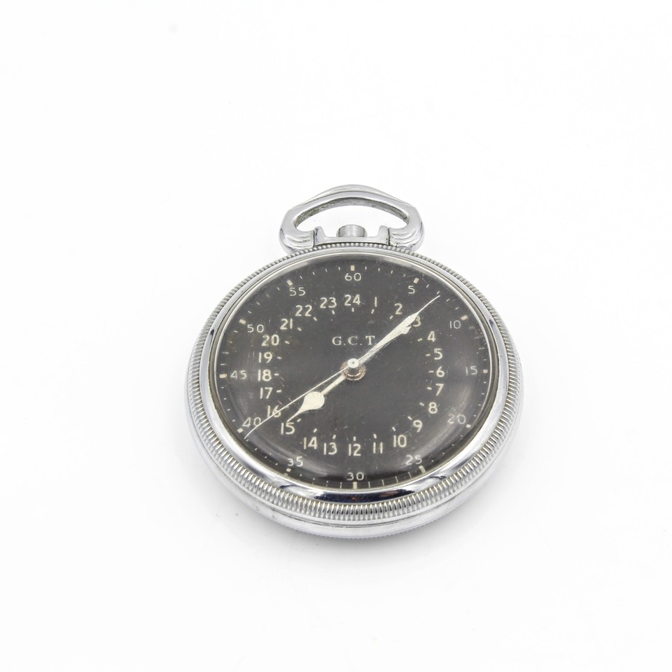 1944 Hamilton US Military GCT 22j 16s 24 Hour Dial 52mm Pocket Watch # ...