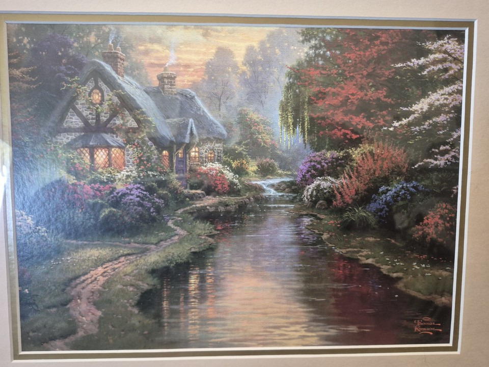 Thomas Kincade 1998 autographed A Quiet Evening 19" x 24" print # 1975/ ...