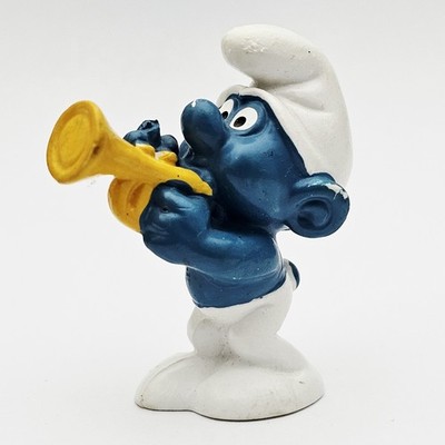 Peyo BULLY The Smurfs 2" Collectible Figure TRUMPET SMURF Brass Player ...