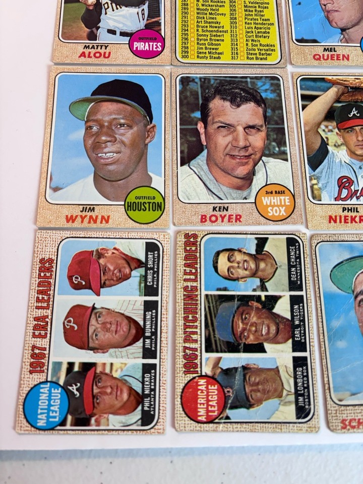 1968 Topps Baseball Card Partial Complete Set 143/598 Stars 33 Mid High ...
