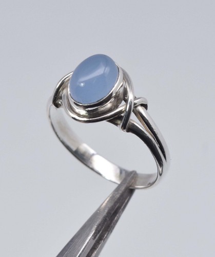 925 Solid Sterling Silver Blue Chalcedony Ring | eBay