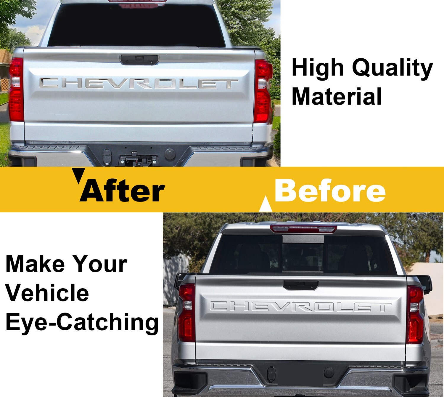3D Raised Chrome Tailgate letters decal For Chevrolet Silverado 2019 ...