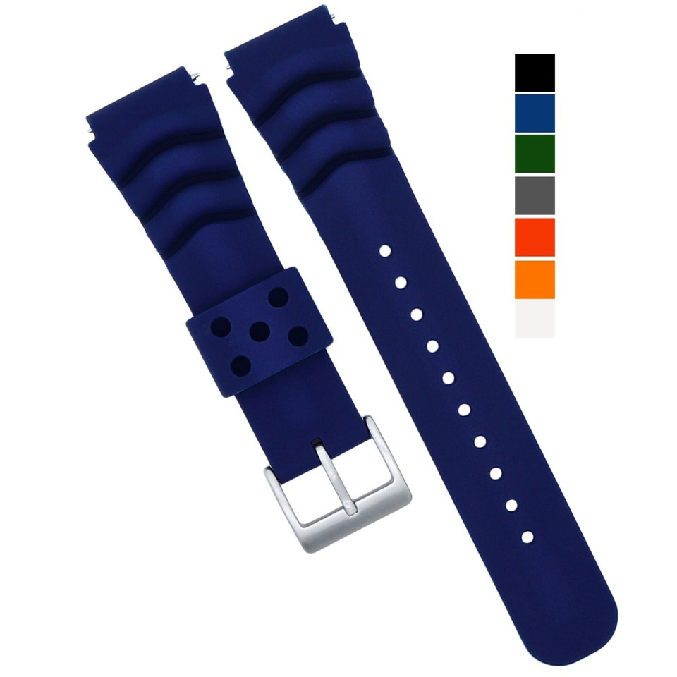 Soft Silicone Watch Band - Divers Style Replacement Strap - Quick ...
