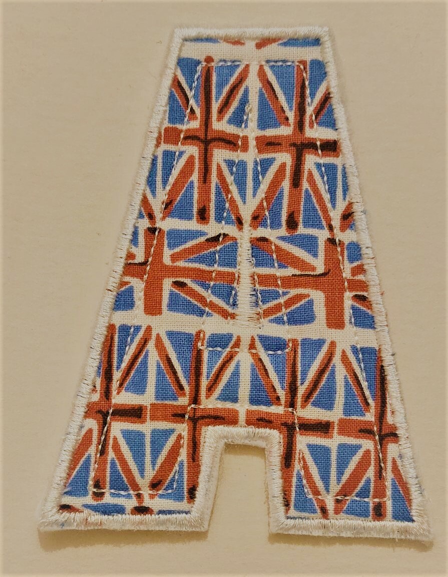 UNION JACK FABRIC LETTERS, EMBROIDERY, SEW ON / IRON ON PATCHES ...