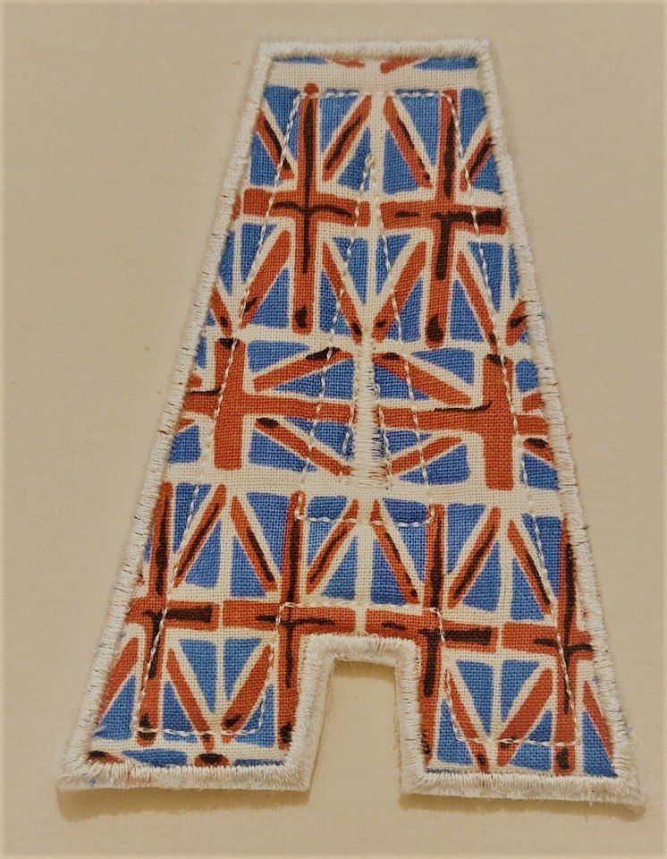 UNION JACK FABRIC LETTERS, EMBROIDERY, SEW ON / IRON ON PATCHES ...
