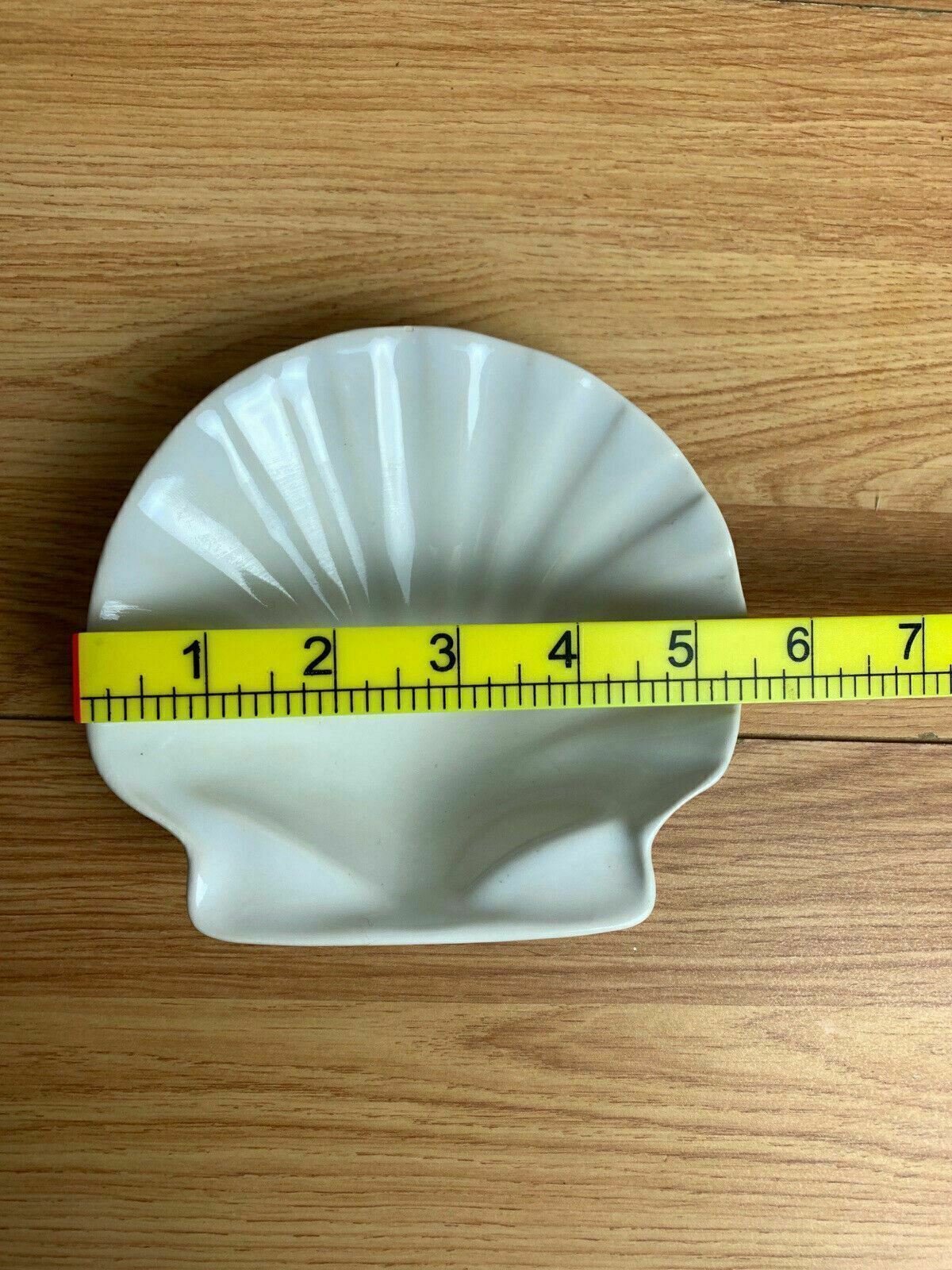 White Ceramic Scallop Shell Jewelry Dish Trinket Bowl Beach Home Decor ...