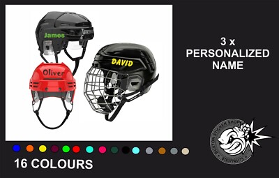 3x PERSONALIZED NAME HOCKEY ICE HOCKEY HELMET STICKERS | eBay UK