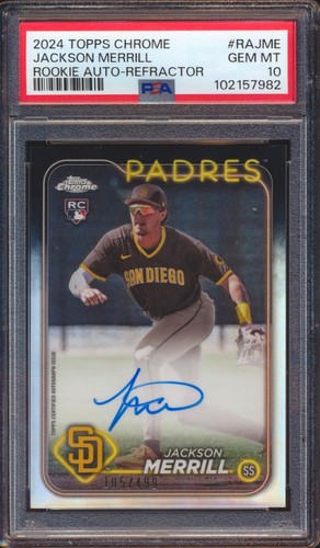 2024 TOPPS CHROME JACKSON MERRILL REFRACTOR ROOKIE AUTO AUTOGRAPH /499 ...