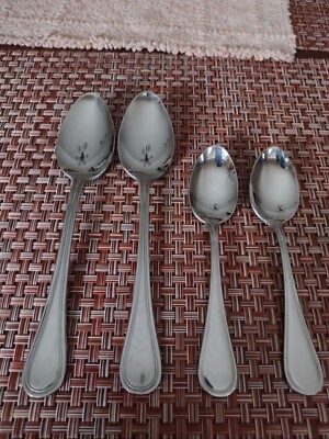 4pc Wallace ROYAL THREAD Stainless Steel 18/10 2 Teaspoons,2 Oval Place ...