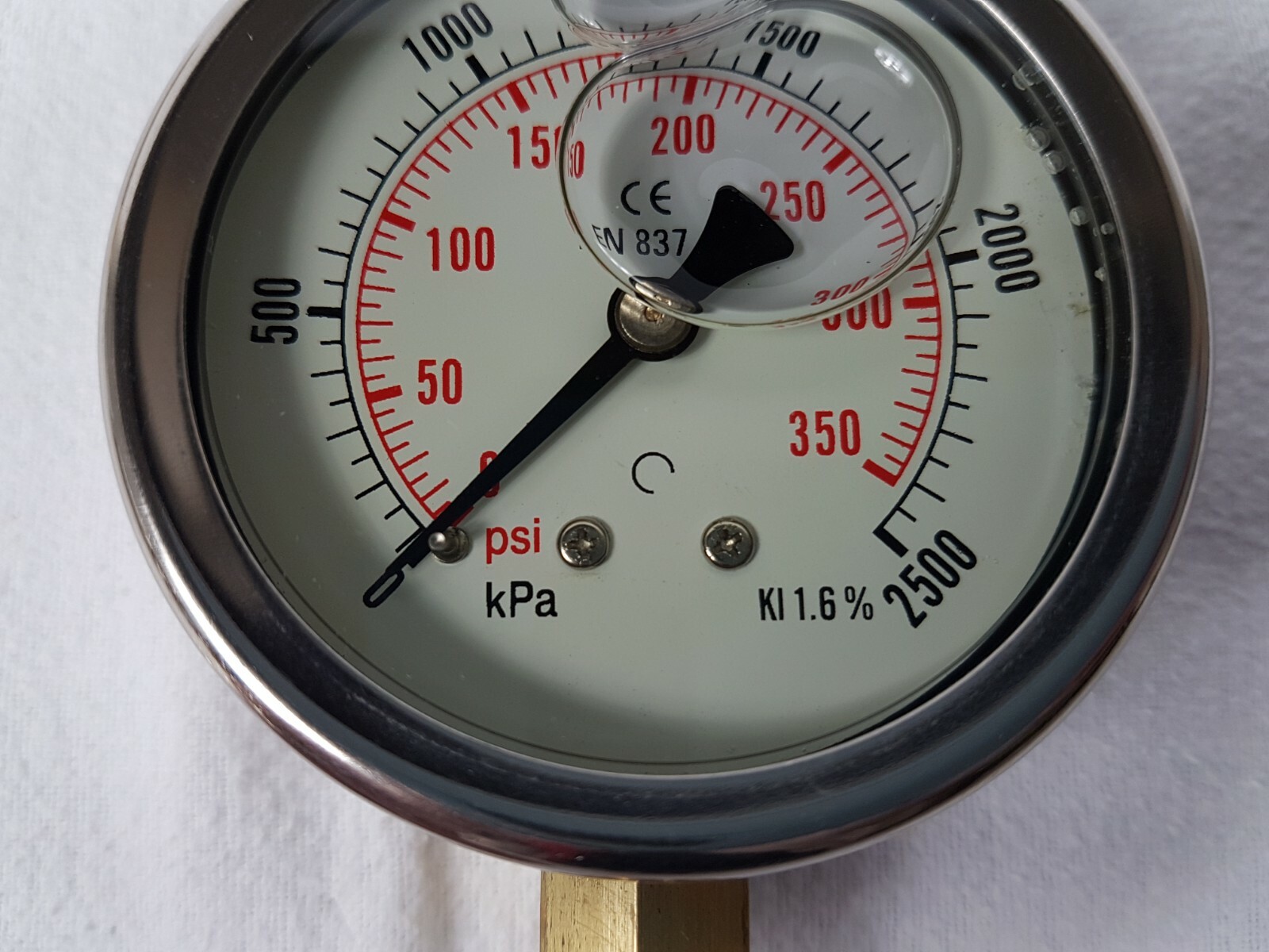 Manometer 63mm Pressure Gauge 0-2500 kPa 0-350 psi - 1/4" BSP - SS Case ...