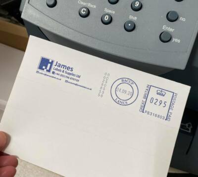 FRANKING MACHINE LABELS 140mm x 38mm x 1,000 Labels PITNEY BOWES ...