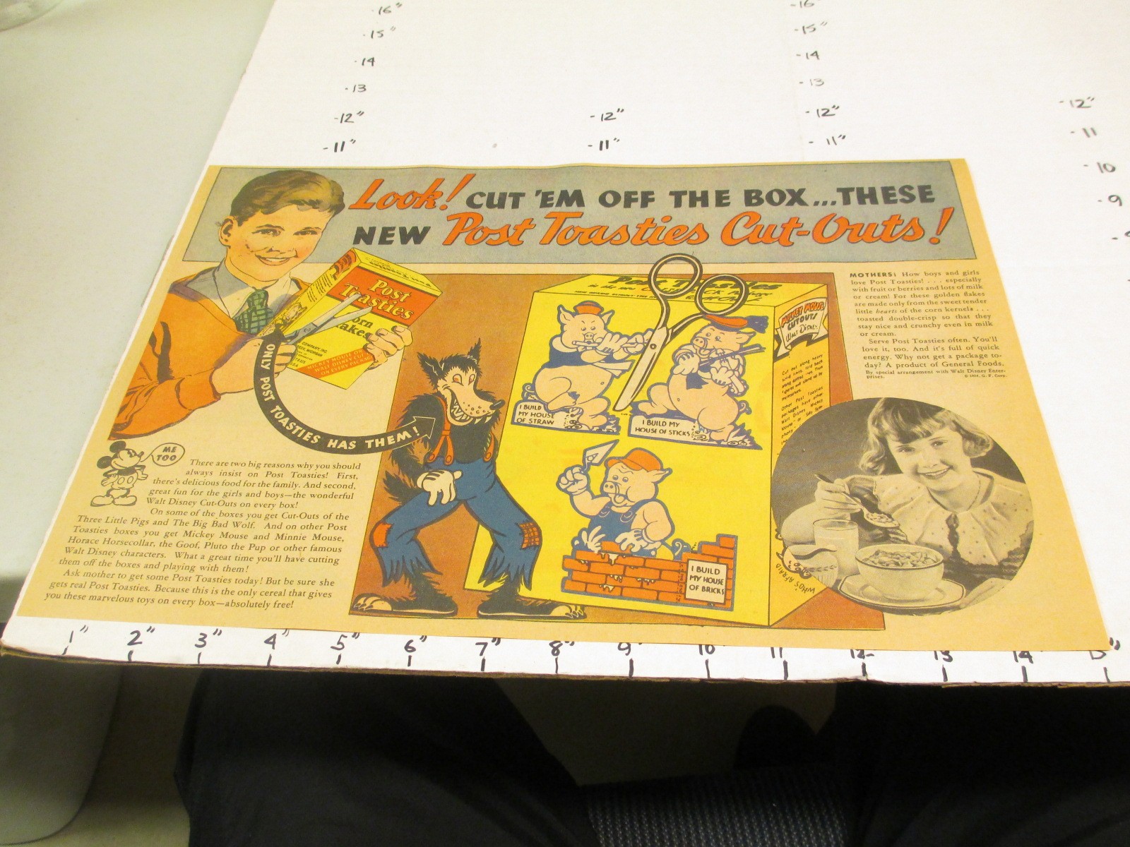 newspaper ad premium 1933 Disney 3 Little Pigs paper doll toy Post ...