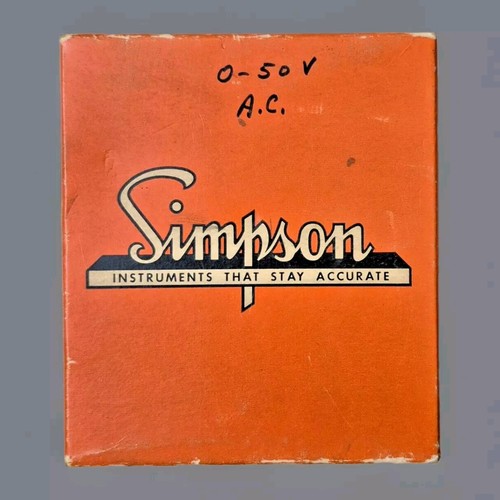 SIMPSON MODEL 49 0-50 AC VOLTS GAUGE RECTIFIER TYPE 1000 OHMS PER VOLT ...