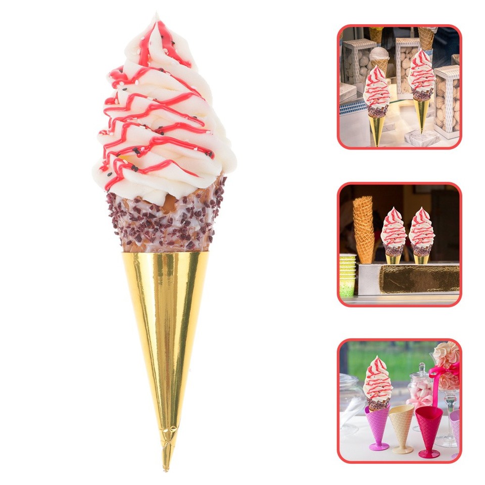 Highly Simulated Ice Cream Cone Model Pretend Toy Ice Cream Dessert ...
