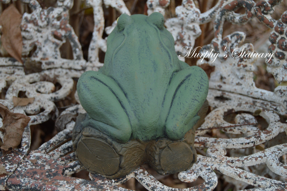 Frog Toad on Log Solid Concrete Hand Painted Statue | eBay